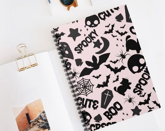 Vintage Halloween Spiral Notebook: Ghosts, Pumpkins, Cats & Witches ...
