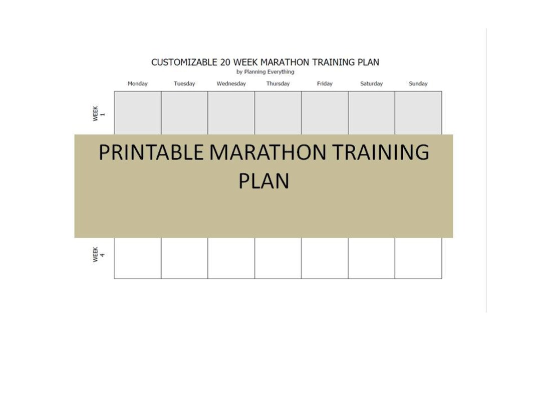 Printable Marathon Training Plan - Etsy