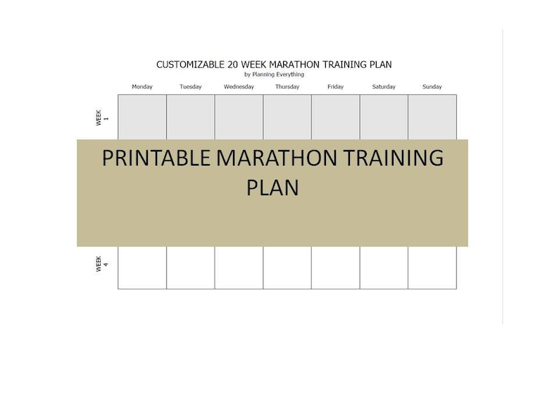 Printable Marathon Training Plan - Etsy