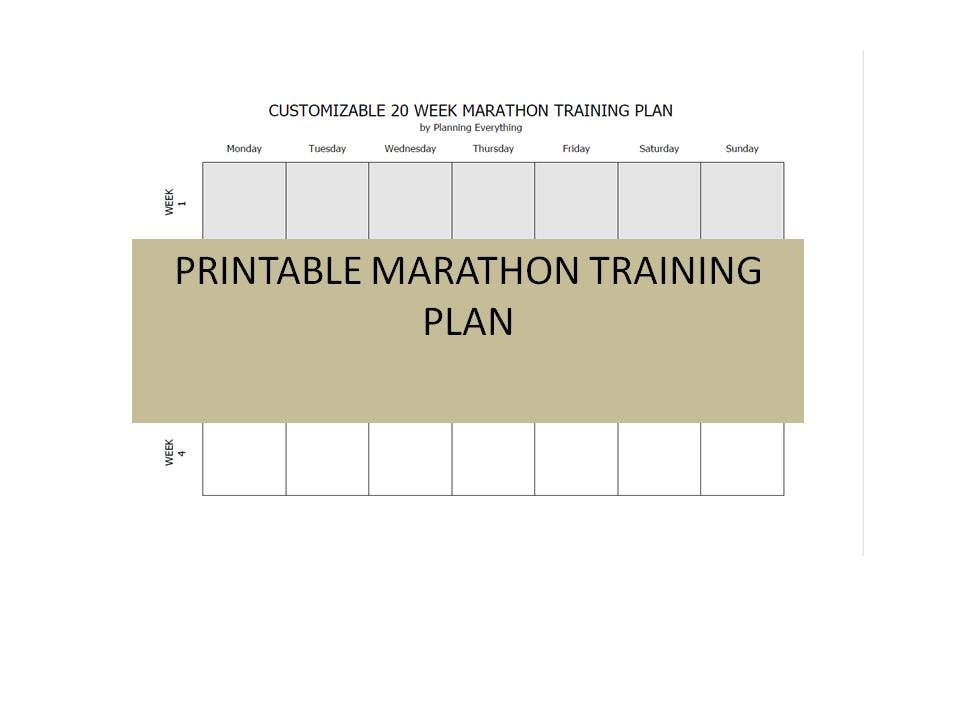 Printable Marathon Training Plan - Etsy