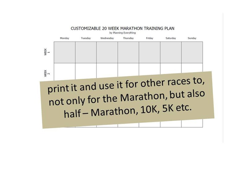 Printable Marathon Training Plan - Etsy