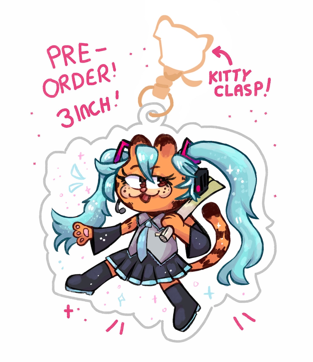 Garfield X Miku Crossover Keychain - Etsy UK