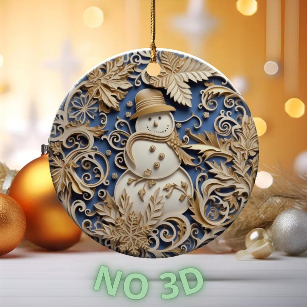 Elegant Ceramic Christmas Ornaments, Round Snowman Festive Gift for ...