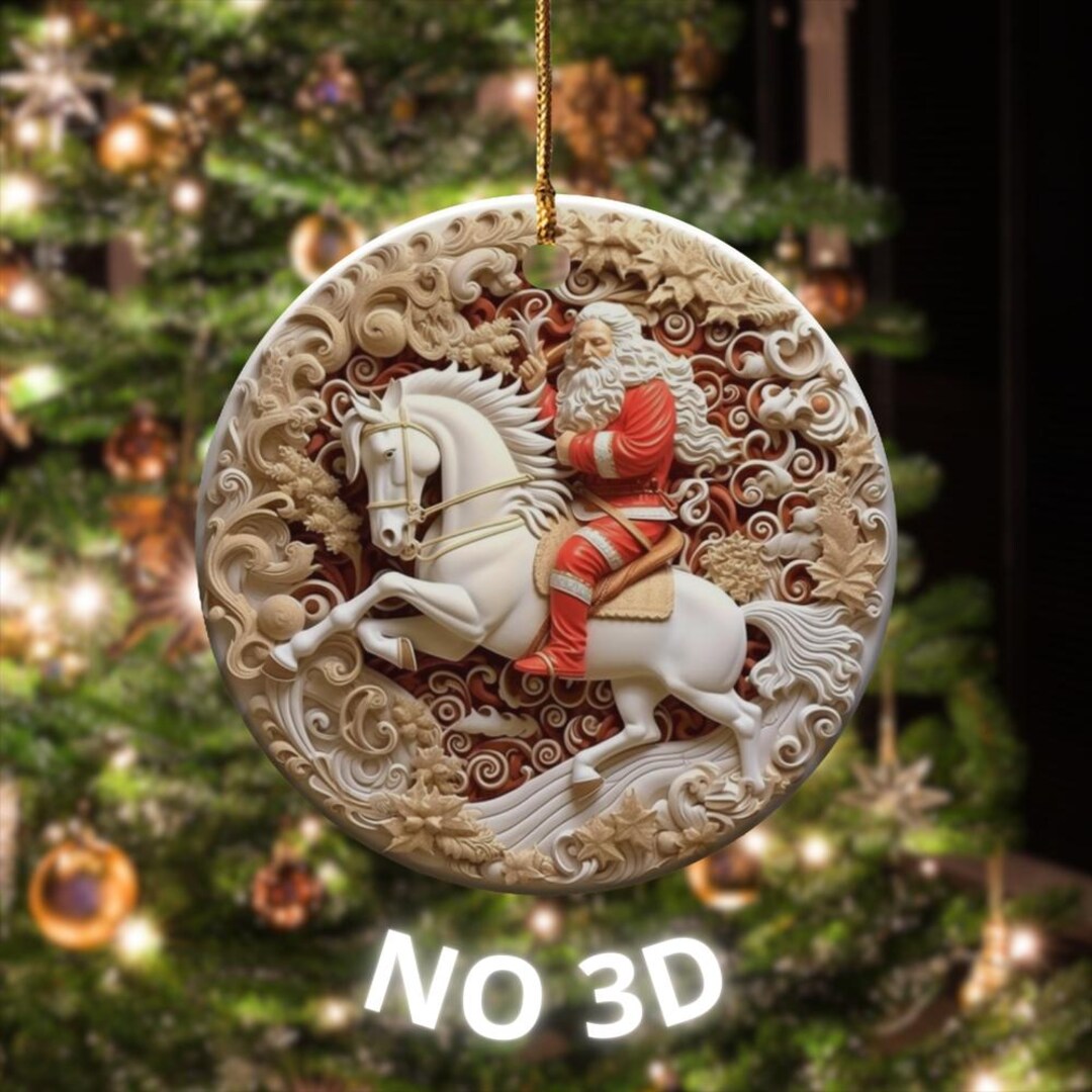 Exquisite Ceramic Santa Claus Christmas Ornament, Round St. Nicholas ...
