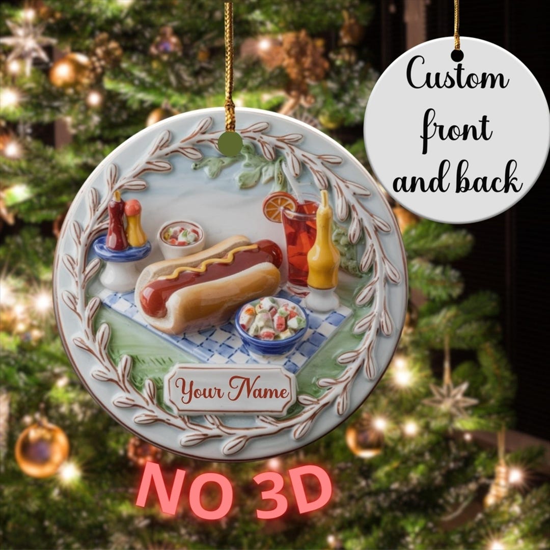 Custom Christmas Ceramic Fast Food Ornament, Gifts for Hot Dog Avid ...