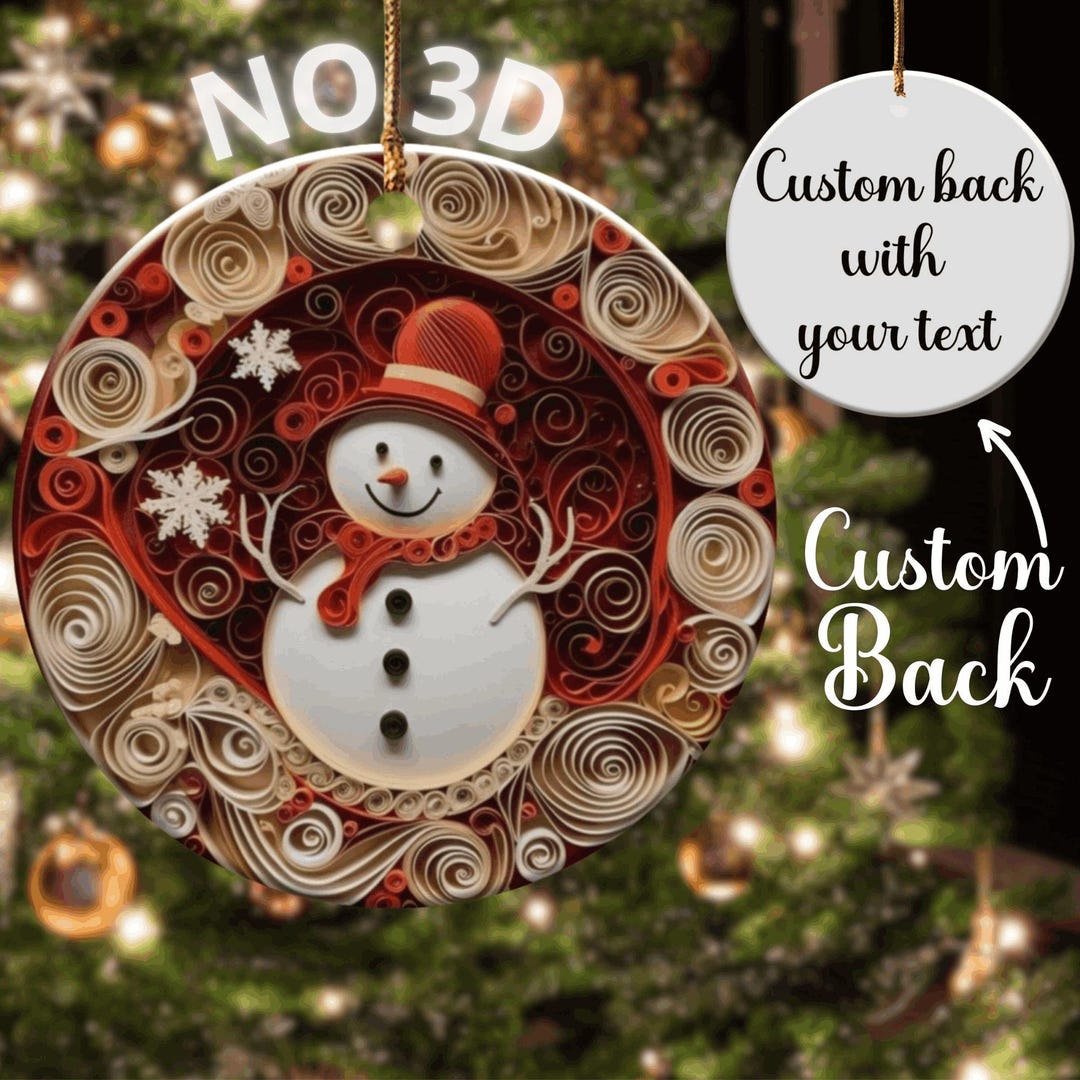 Custom Elegant Ceramic Christmas Ornament, Personalized Snowman Festive ...