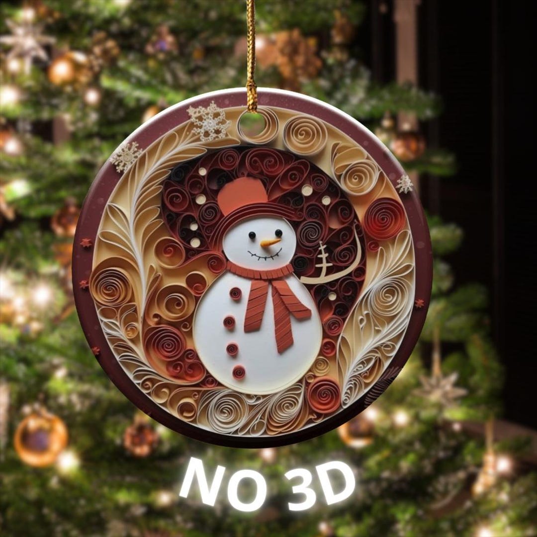 Elegant Ceramic Christmas Ornaments, Round Snowman Festive Gift for ...