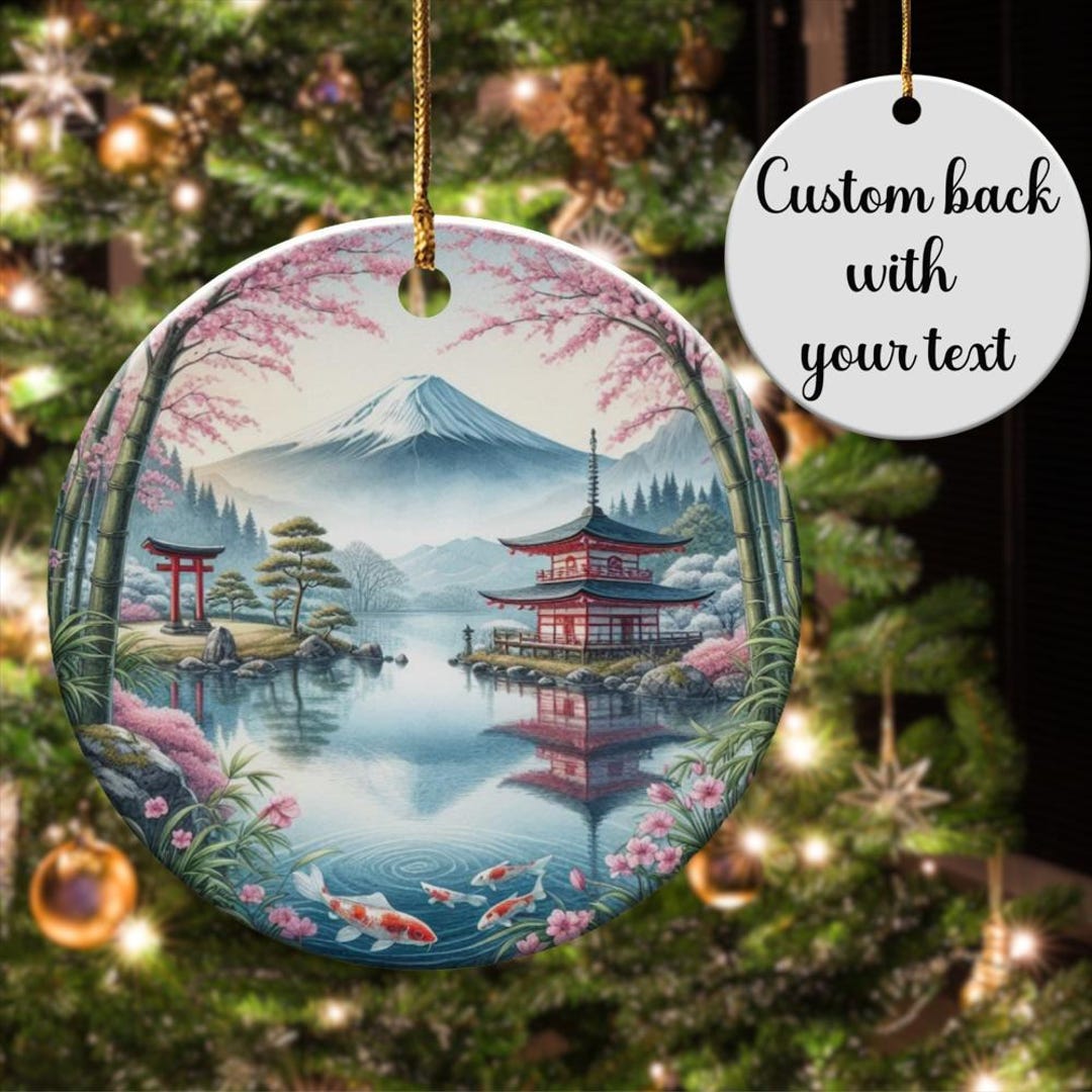 Ceramic Japanese Christmas Ornament, Personalized Christmas Tree Bauble ...