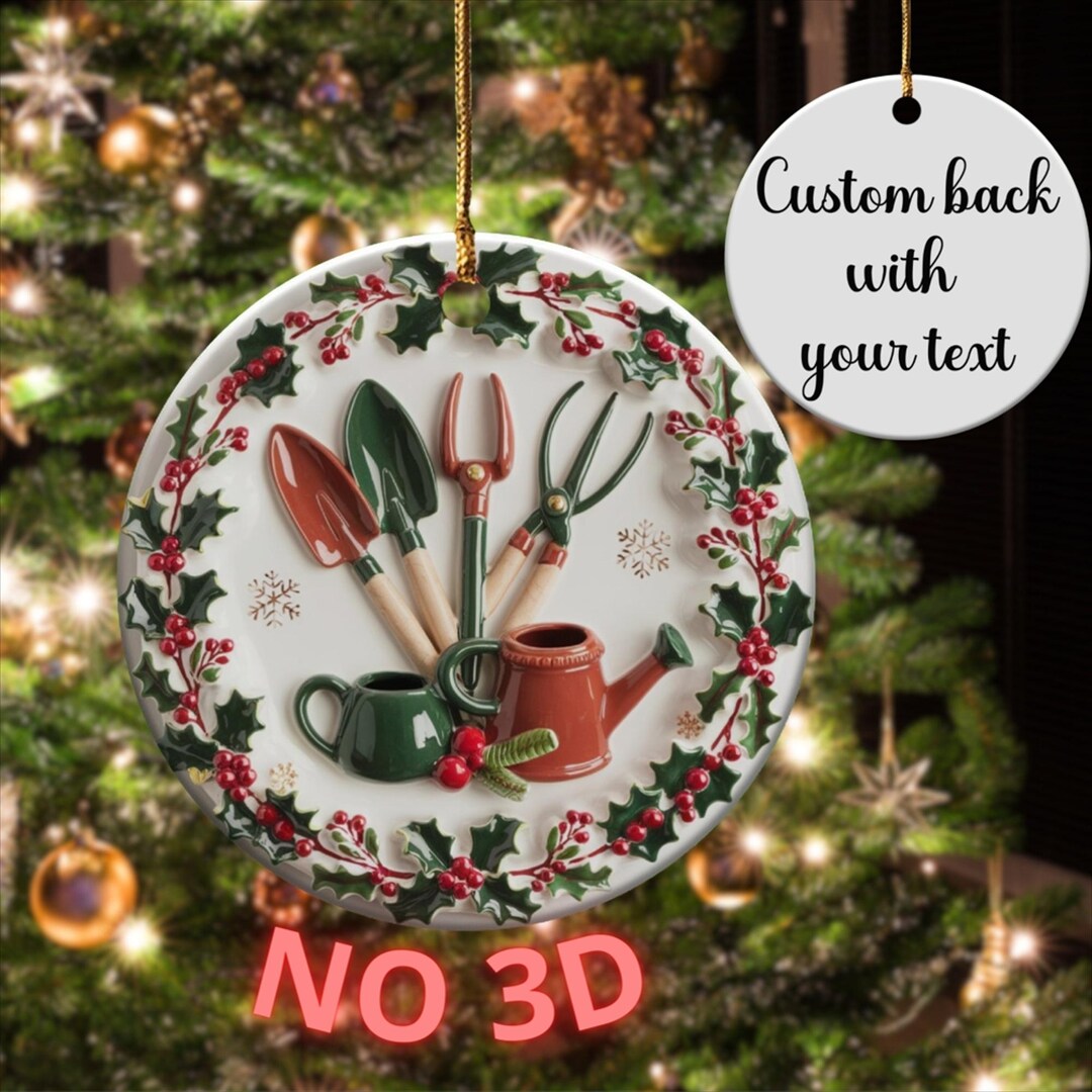 Ceramic Plant Enthusiast Decoration, Custom Mini Gardening Tools Bauble ...