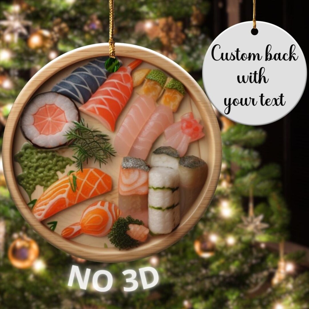 Unique Ceramic Sushi Ornament, Personalized Gift for Asian Food Avid ...
