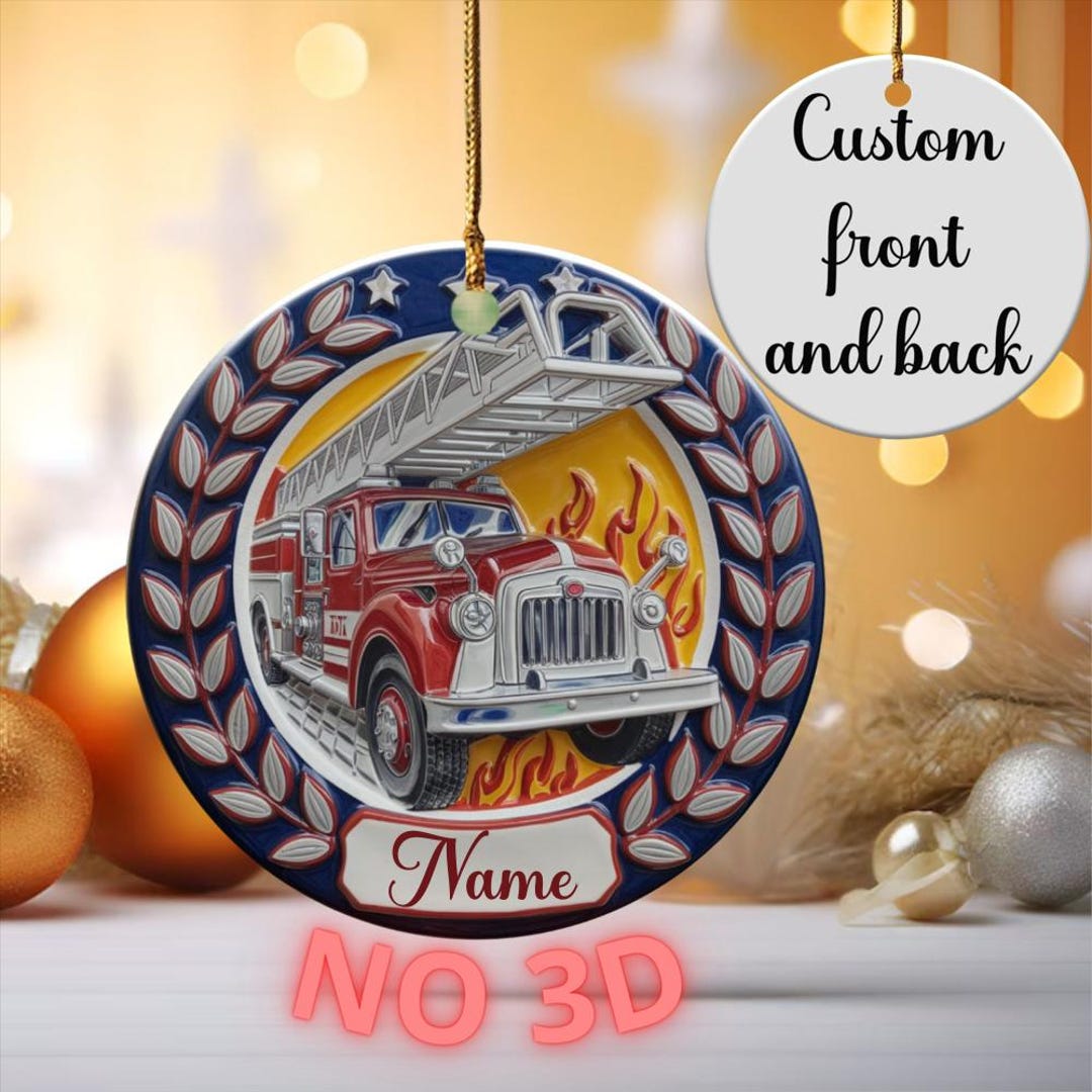 Ceramic Vintage Firetruck Decoration, Firefighter Appreciation Day ...
