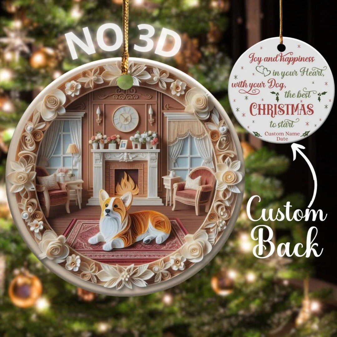 Custom Ceramic Corgi Christmas Tree Ornaments, Sympathy Gift for Loss ...
