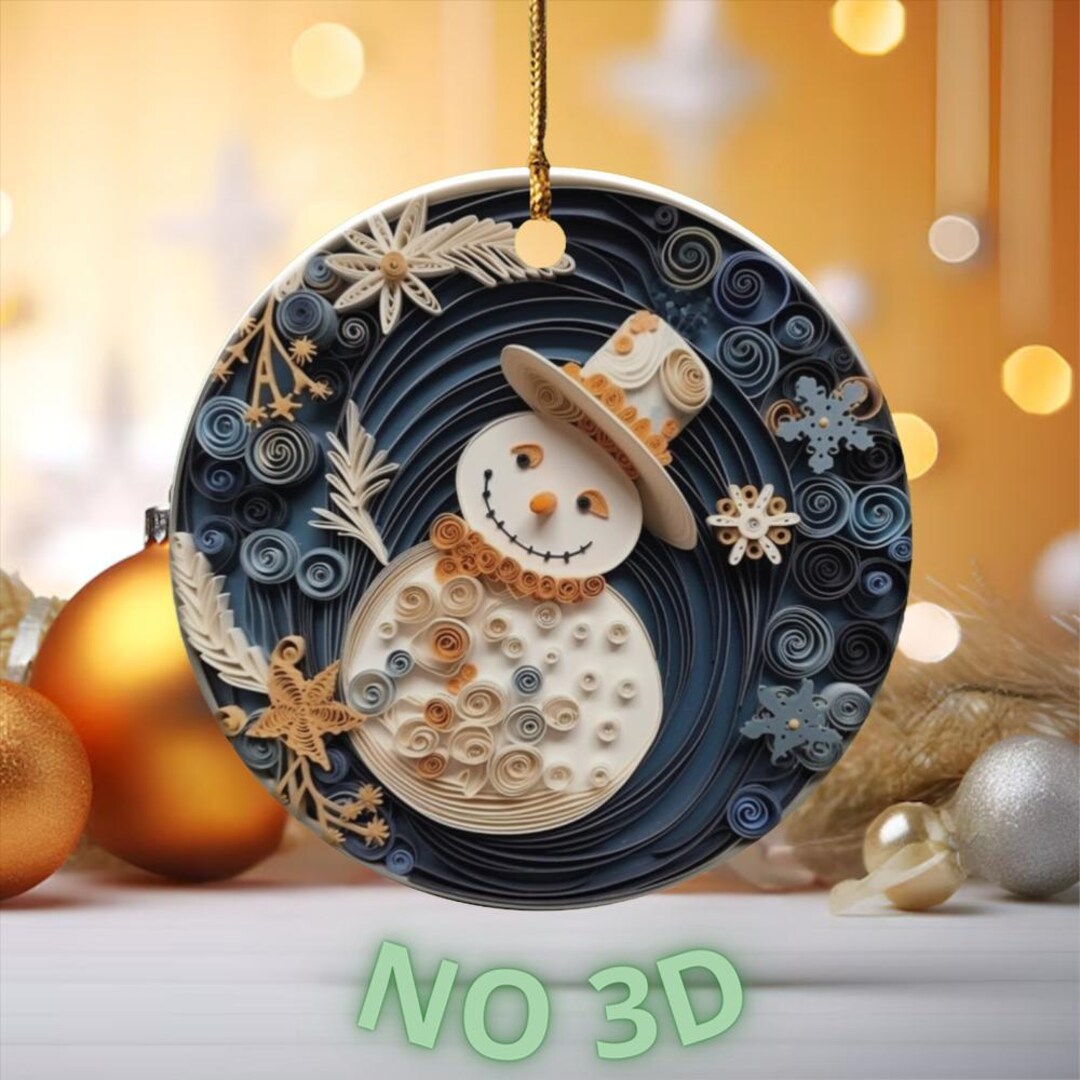 Elegant Ceramic Christmas Ornaments, Round Snowman Festive Gift for ...