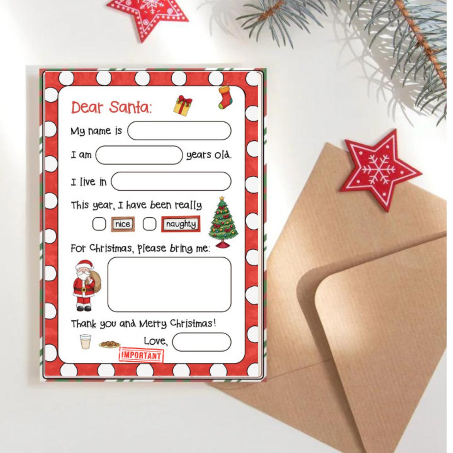 Letter to Santa for Children to Fill In, Letter to Santa, Letter ...