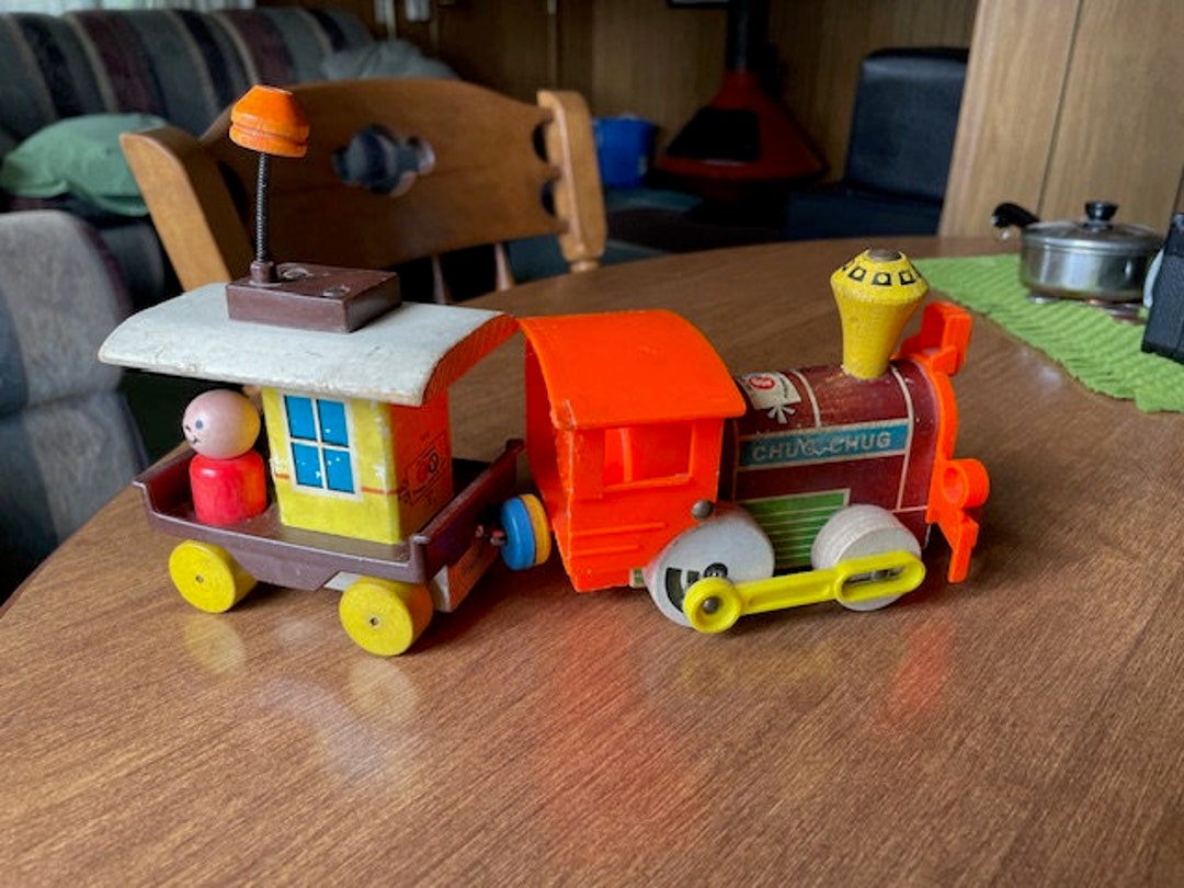 Vintage 1964 Fisher Price Wooden Chug Chug Train Magnetic Pull Toy 168 ...