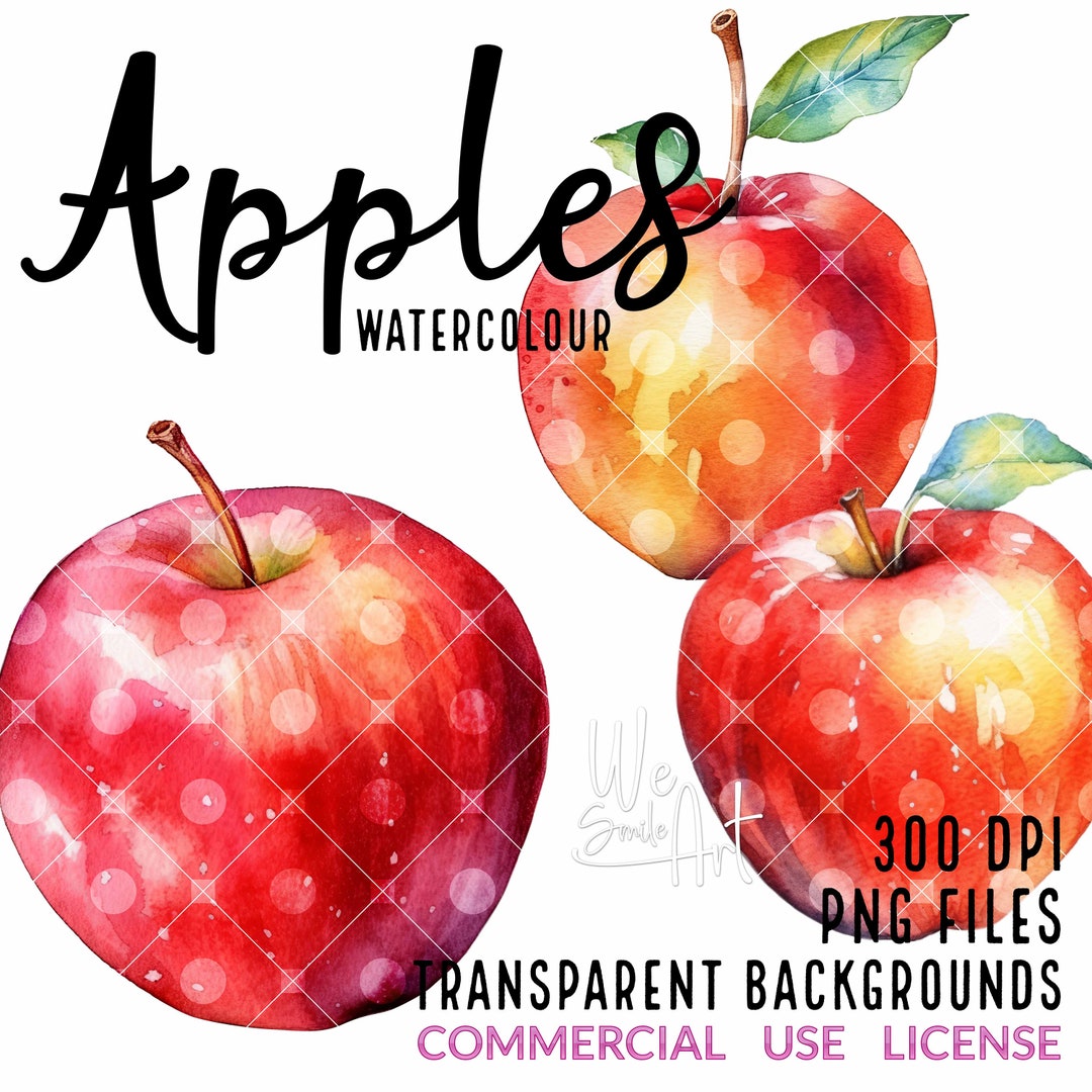 Apples Watercolor, Apples Wall Art, Apples Clipart, Apples Painting ...