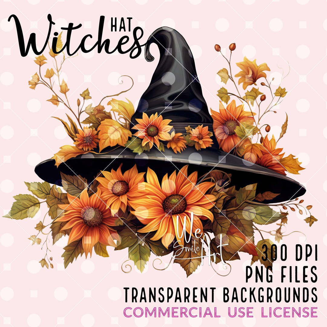 Hat Autumn, Fall PNG, Halloween PNG, Spooky Witch Hat, Pumpkins, Leaves ...