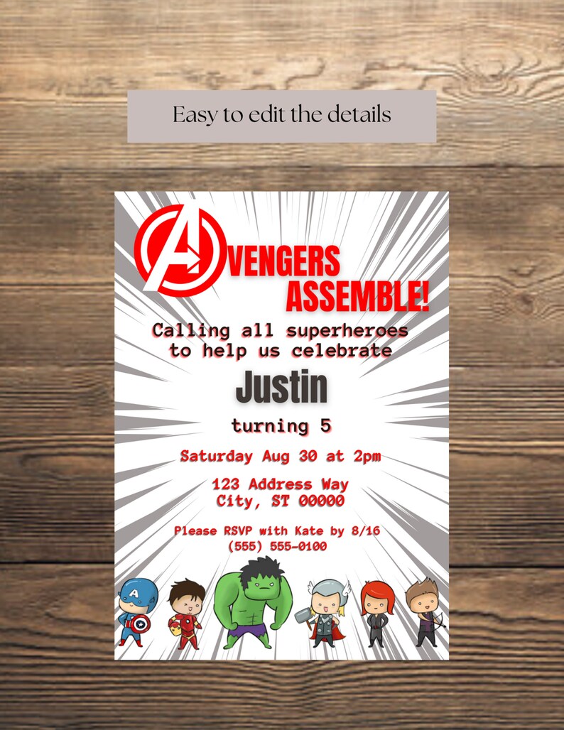 Avengers Birthday Invitation Template - Etsy