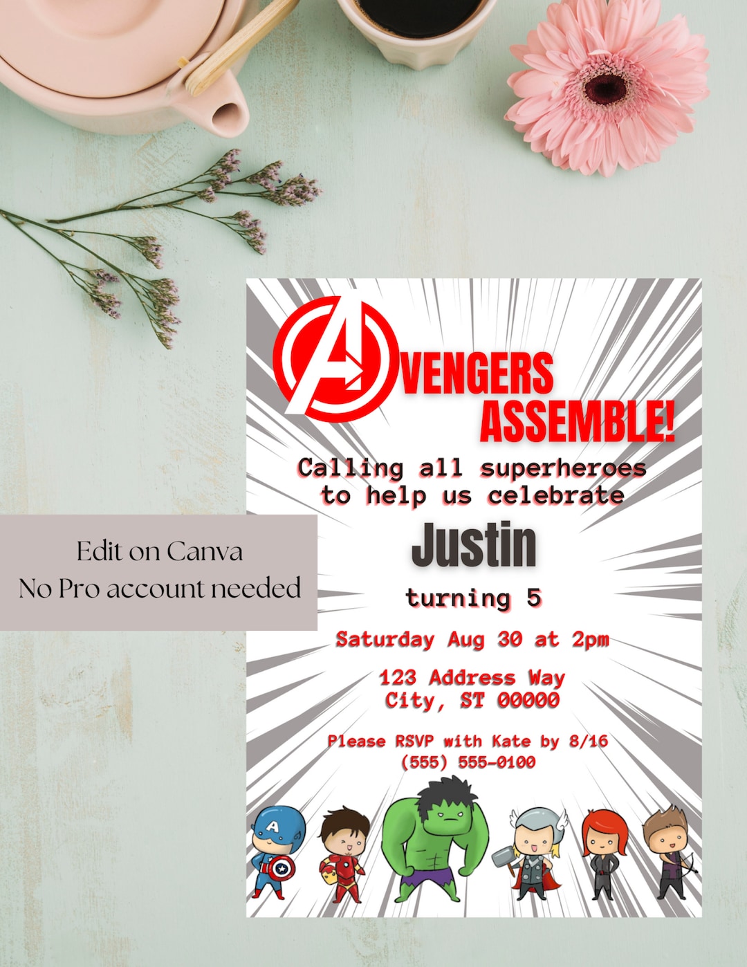 Avengers Birthday Invitation Template - Etsy