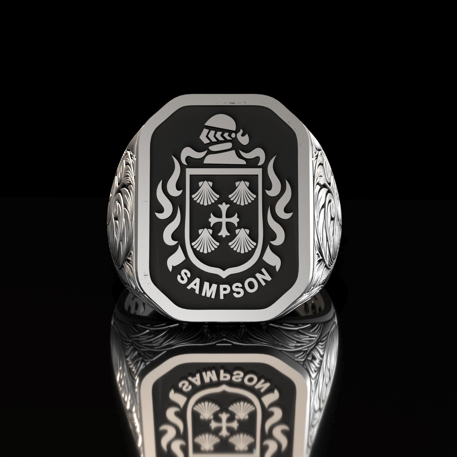 Coat of Arms Signet Ring, Family Crest Rings, Custom Signet Ring, Crest ...