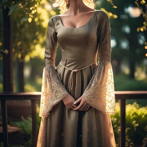 Renaissance Medieval Cloak Fantasy Maxi Dress,bell Sleeve Fantasy Prom ...