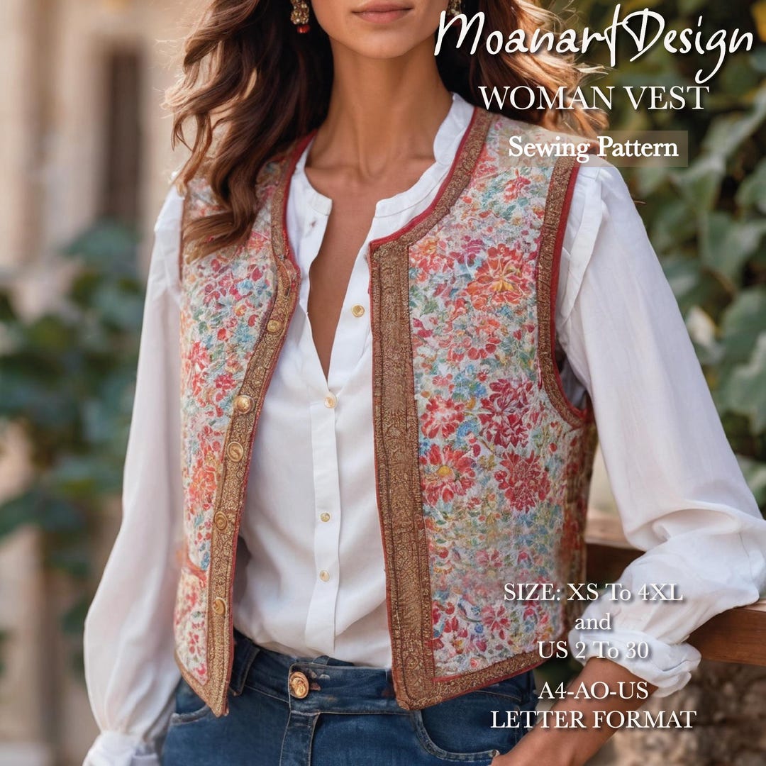 Quilted Vest Sewing Pattern, Button Down, Vest for Women, There Are ...