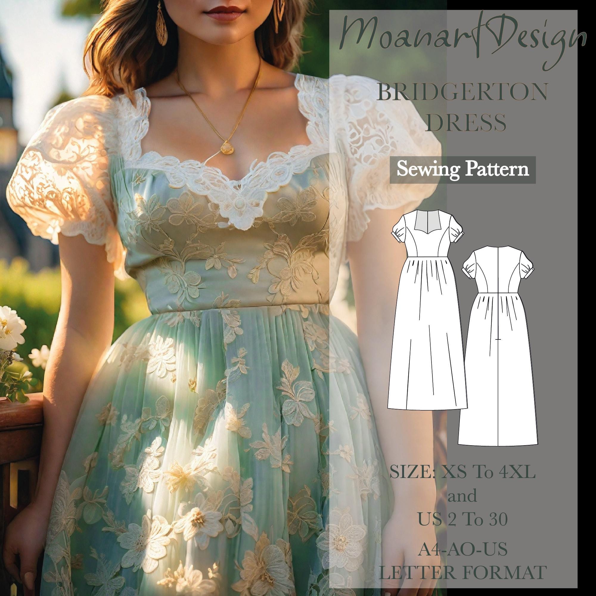 Bridgerton Dress Sewing Pattern, Sweetheart Neck Puff Sleeve Maxi Dress ...