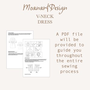 V Neck Dress Pattern, Long Sleeve Elopement Dress Sewing Pattern ...