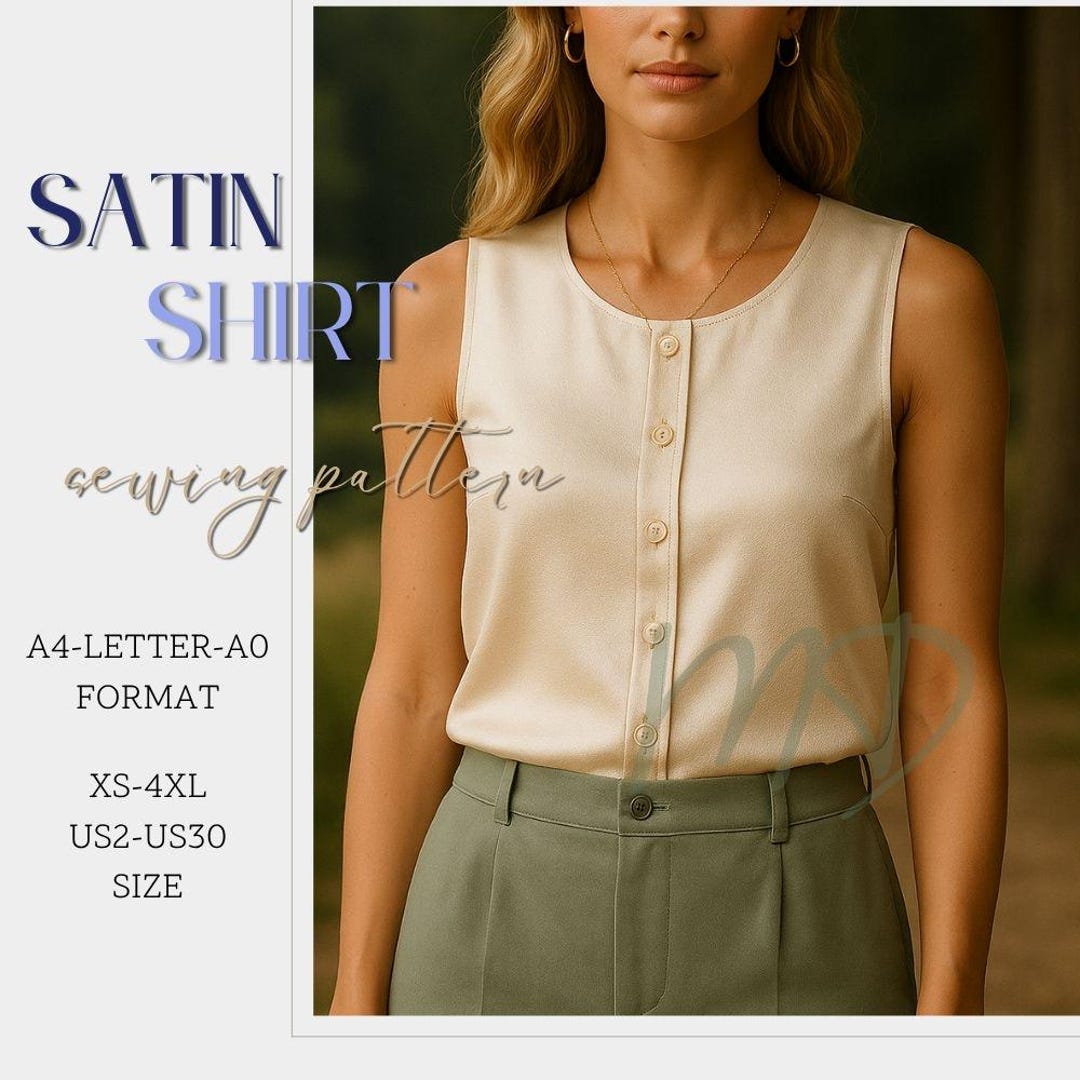Satin Vintage White Shirt Blouse Pattern,formal Office Shirt Pattern ...