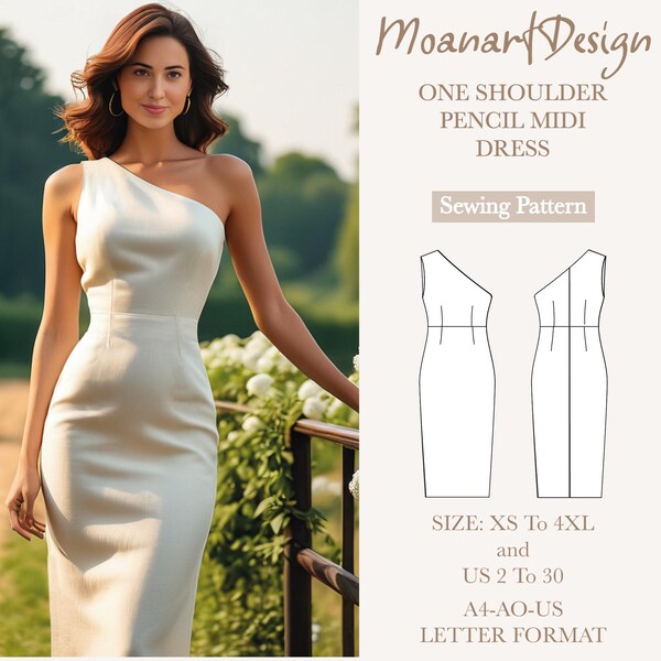 One Shoulder Dress Pattern - Etsy