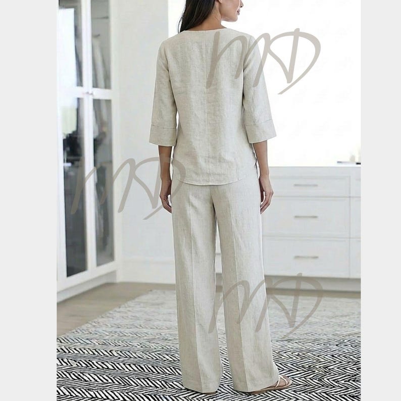 Linen Tunic and Linen Pants Sewing Patterns Set, Linen Tunic Top(2 ...