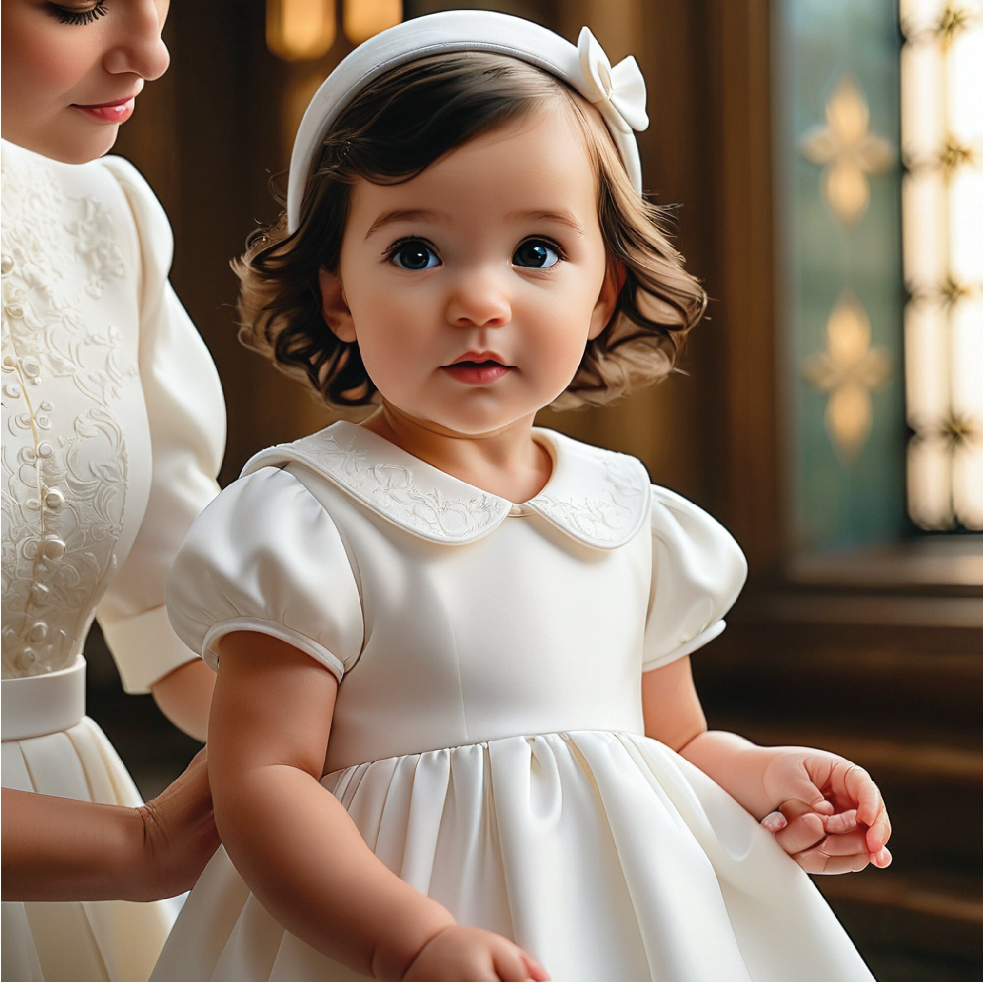 Baptism Baby Collar Neck Gathered White Dress PDF Pattern, Bishop Puff ...