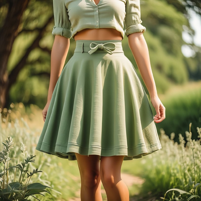 Linen Full Circle Mini Skirt Pattern, Circle Summer Skirt PDF Sewing ...