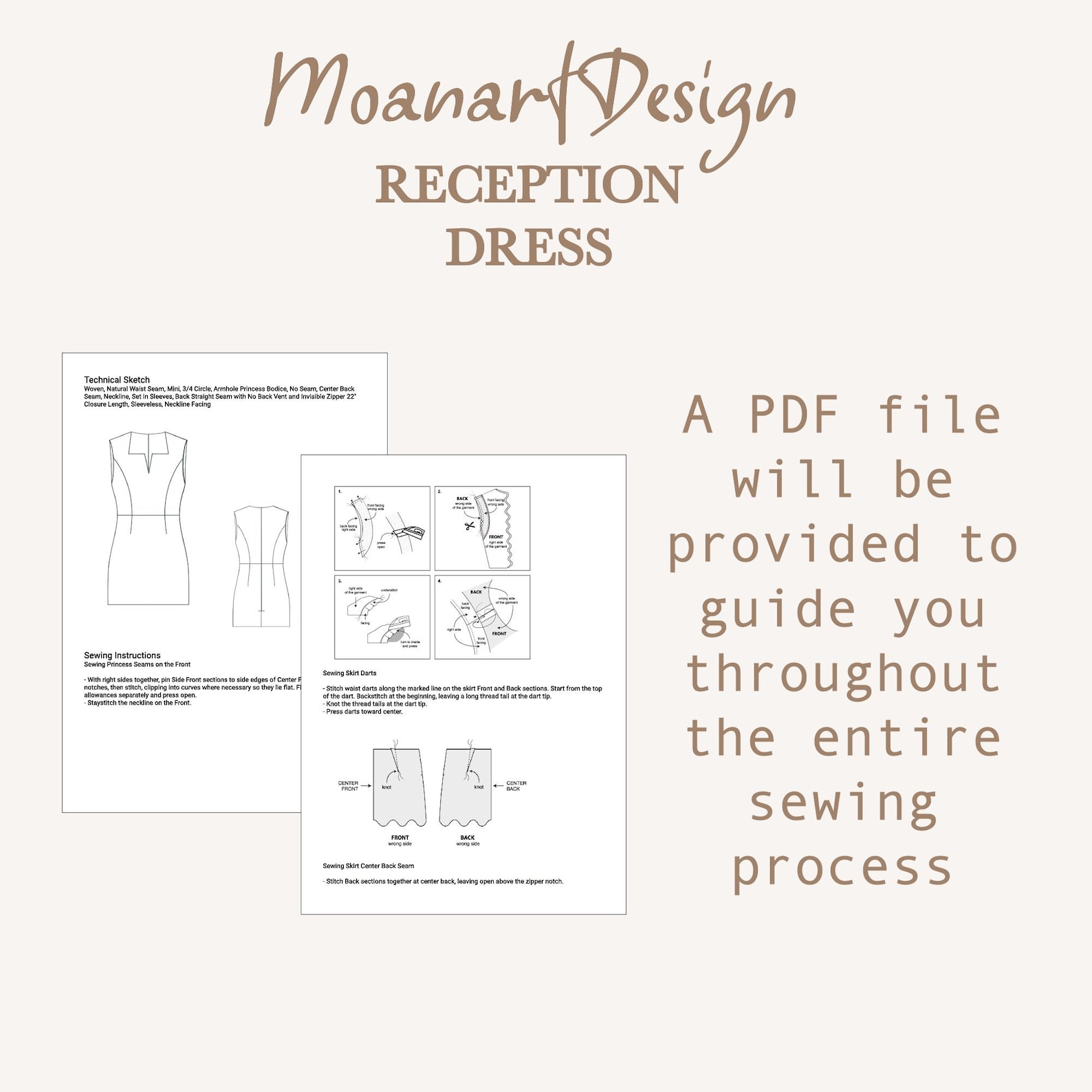 Reception Dress Sewing Pattern, Snow White Mini Dress Pattern, Casual ...