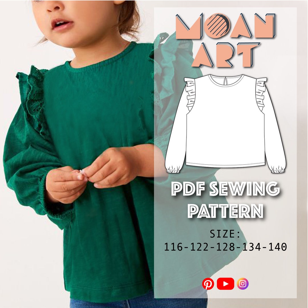 Woven Girl Shirt Pattern / PDF Sewing Pattern /5-6y to 10-11y - Etsy