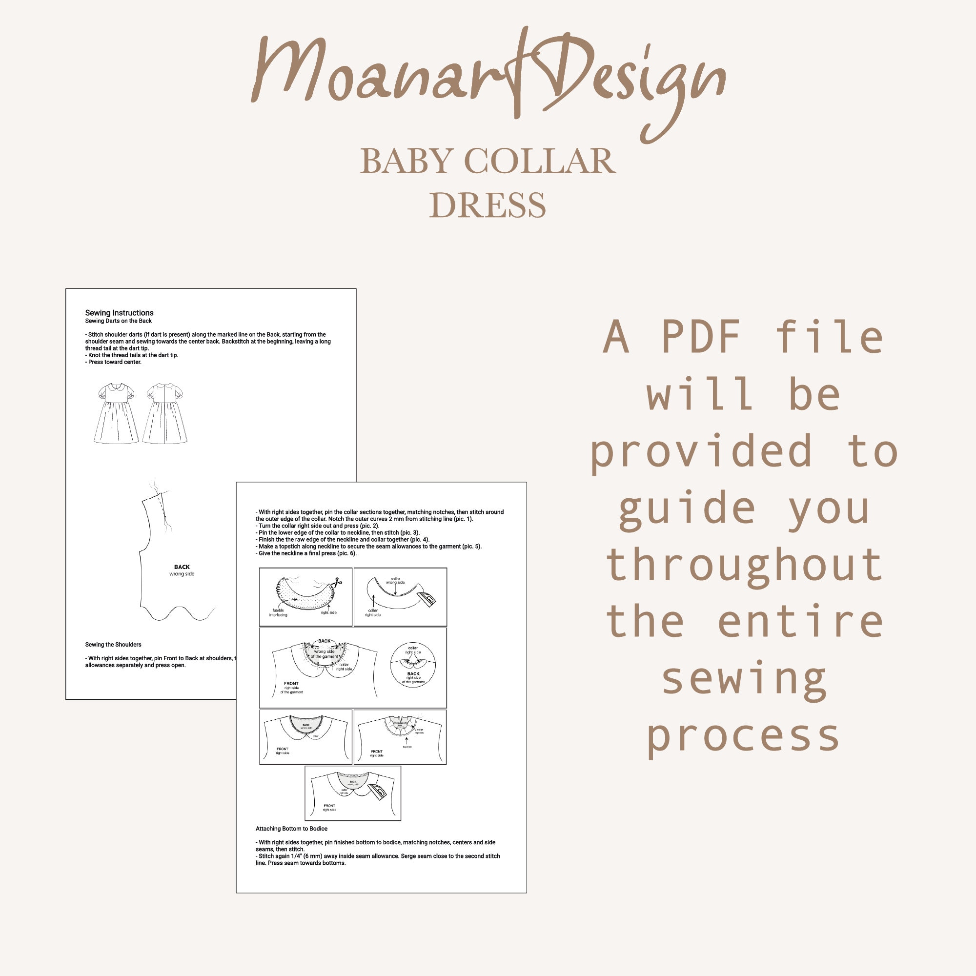 Baptism Baby Collar Neck Gathered White Dress PDF Pattern, Bishop Puff ...