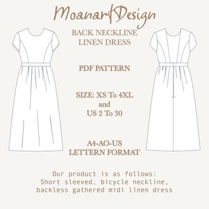 Backless Midi Dress Pattern, Square Open Back Gathered Midi Dress ...