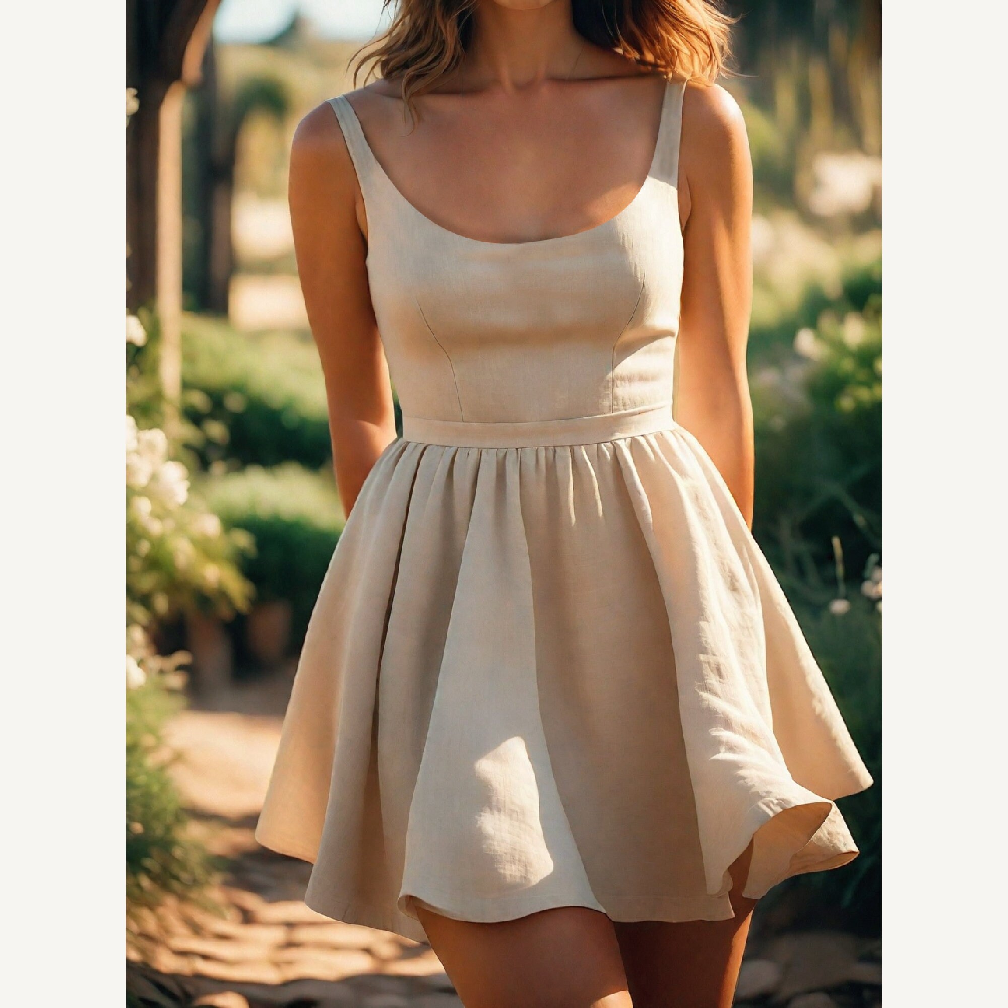 Linen Mini Dress Pattern, Easy Dress Sewing Pattern, Full Circle Party ...