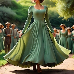 Square Neck Dress Pattern, Long Sleeve Dress PDF Pattern, Full Circle ...