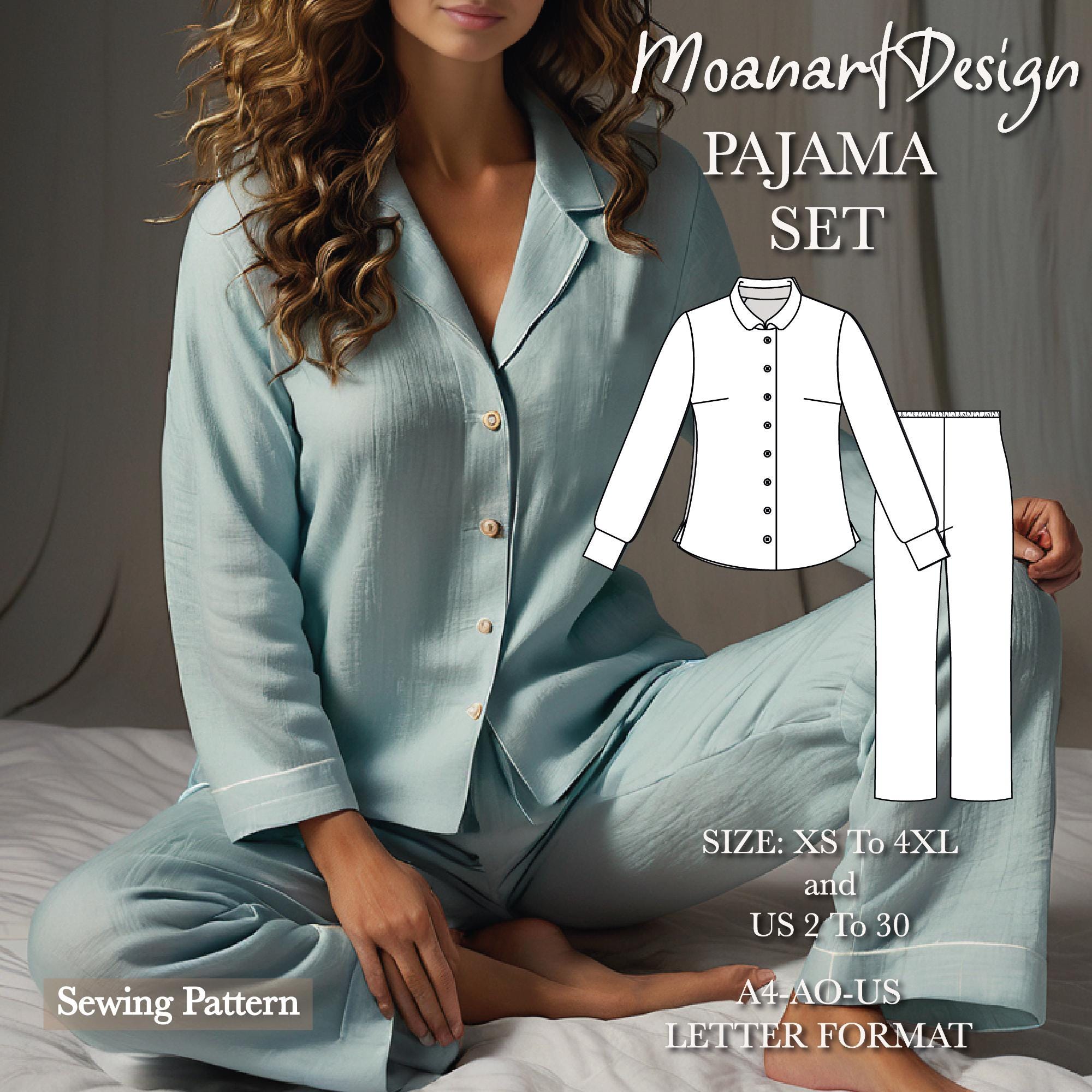 Pajama Set Sewing Pattern, Silk Pajama Set Pattern, Woman Bridesmaid ...