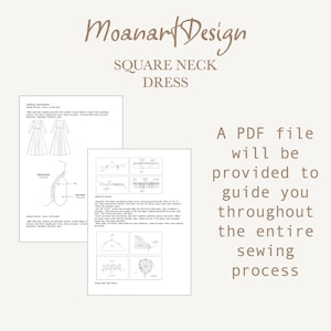 Square Neck Dress Pattern, Long Sleeve Dress PDF Pattern, Full Circle Maxi Dress Sewing Pattern ...