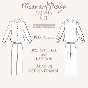 Pajama Set Sewing Pattern, Silk Pajama Set Pattern, Woman Bridesmaid ...