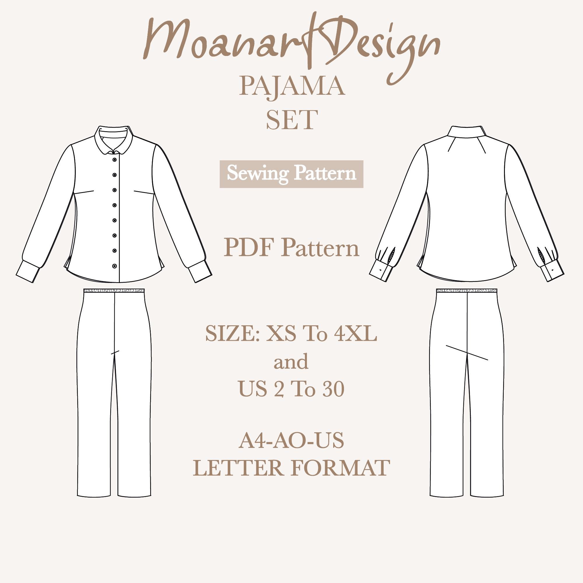 Pajama Set Sewing Pattern, Silk Pajama Set Pattern, Woman Bridesmaid ...