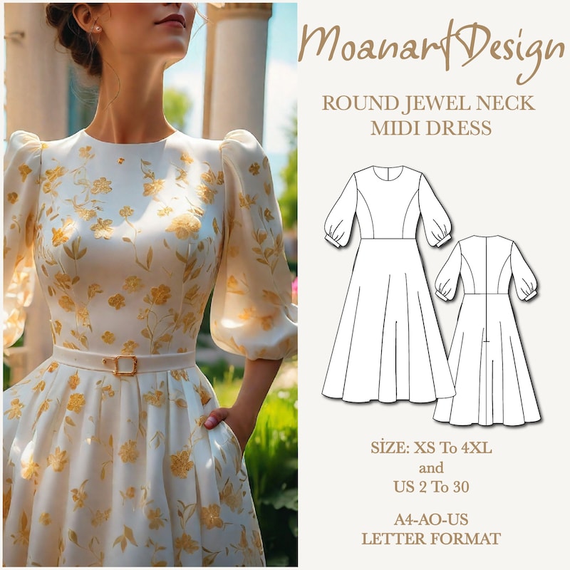 Midi Dress Pattern - Etsy UK