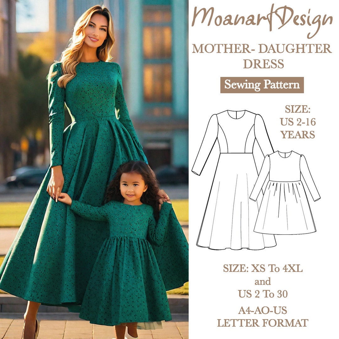 Mother-daughter Combination Dress Pattern,girl's Dress Sewing Pattern ...
