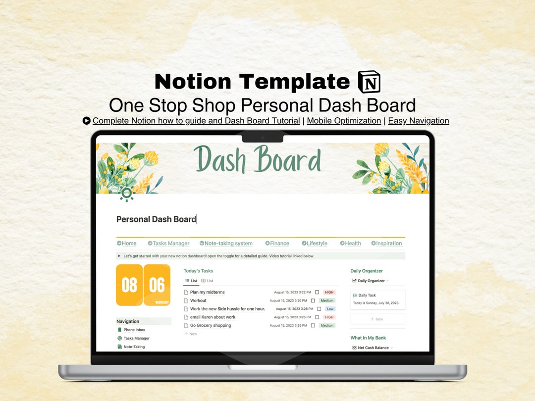 Notion Personal Dashboard All in One Notion Personal Planner - Etsy
