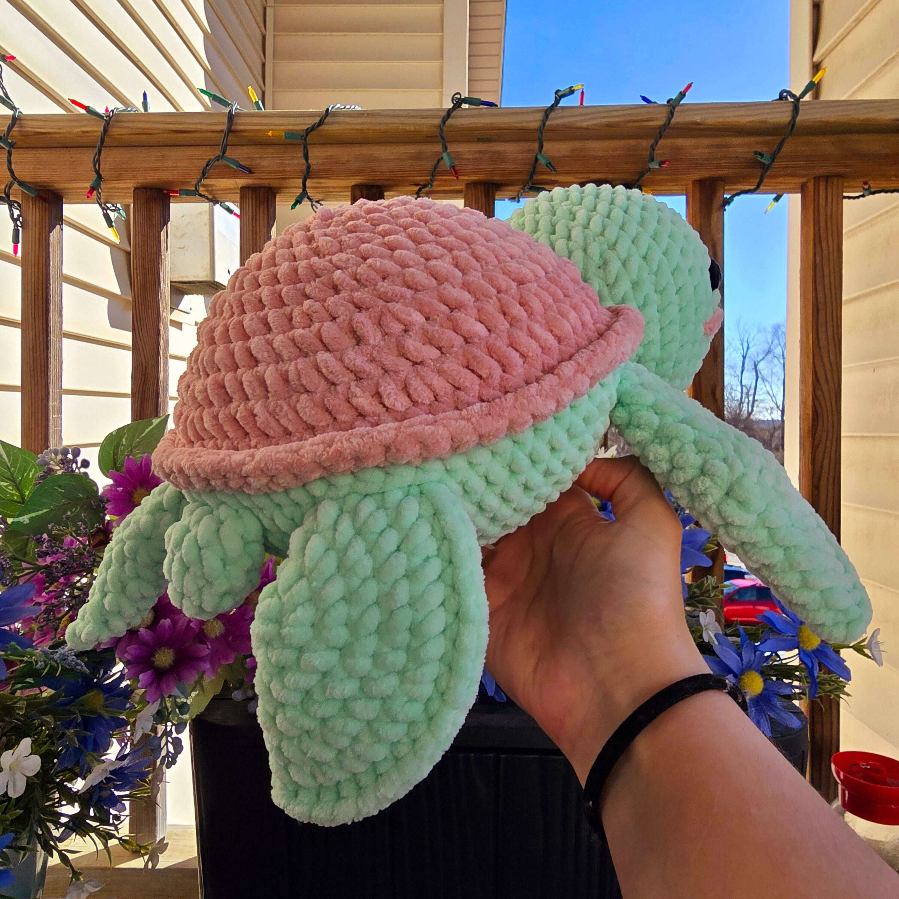 Large Crochet Turtle Plushie Soft Handmade Turtle Stuffed Animal - Etsy