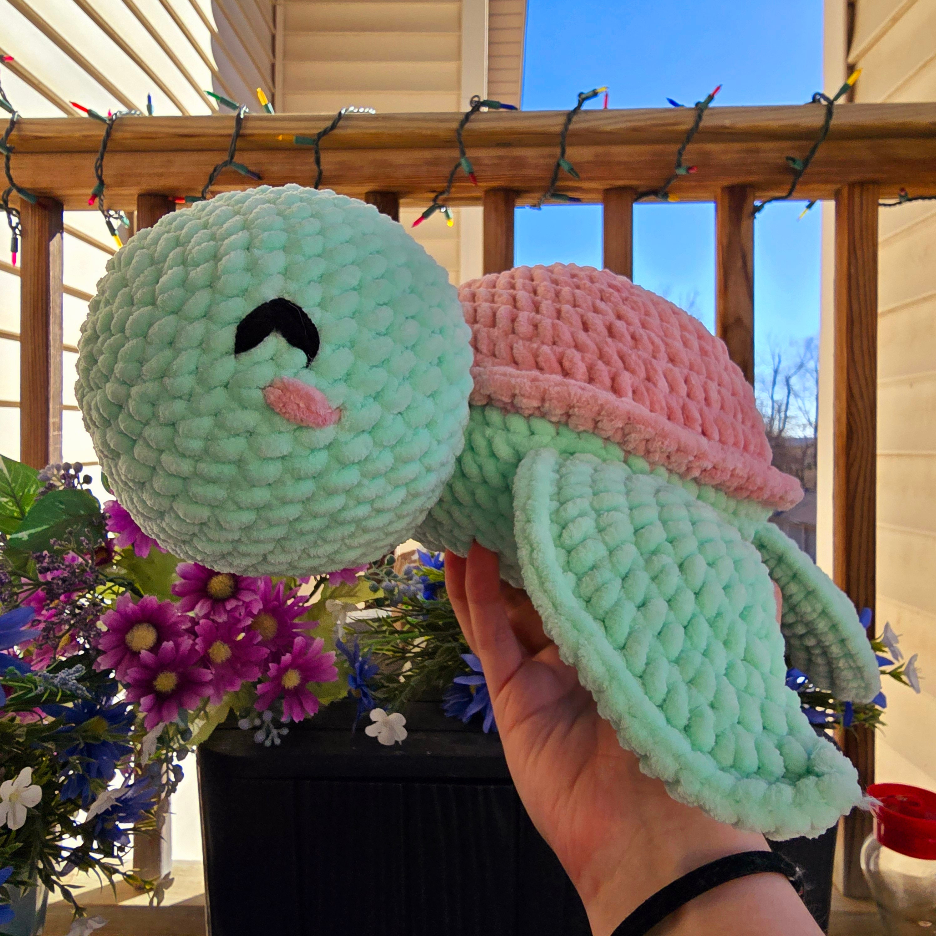 Large Crochet Turtle Plushie Soft Handmade Turtle Stuffed Animal - Etsy