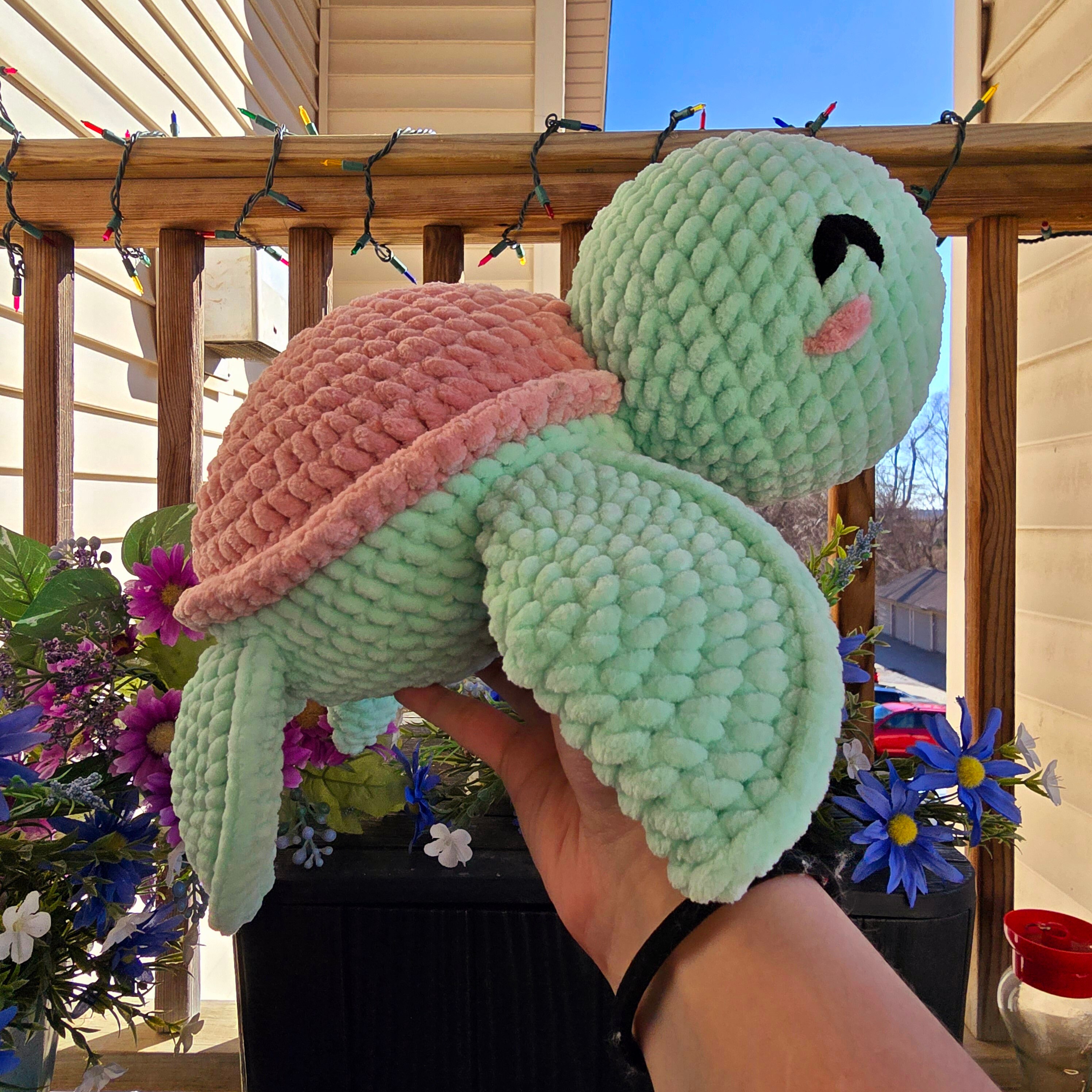 Large Crochet Turtle Plushie Soft Handmade Turtle Stuffed Animal - Etsy