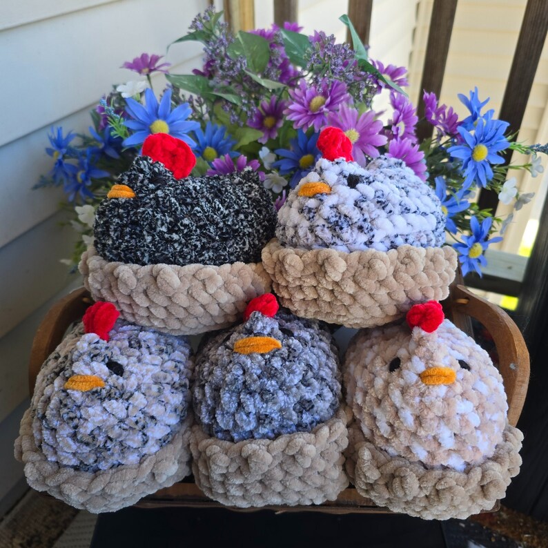 Crochet Chicken Plushie With Nest Handmade Hen Stuffed Animal - Etsy
